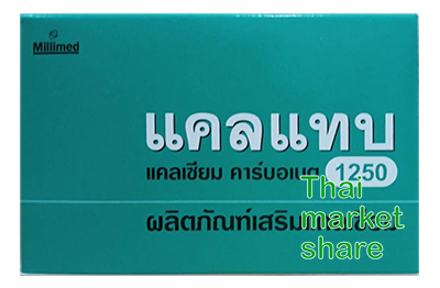 CALTAB 1250มก. แคลแทบ แคลเซียม คาร์บอเนต (10เม็ดX10แผง) 100เม็ด