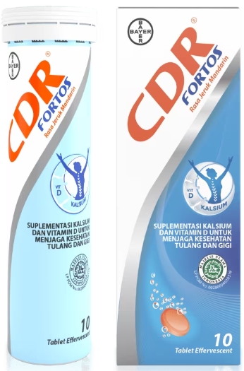 CDR Fortos Calcium และ Vitamin D ชนิดเม็ดละลายน้ำ 10เม็ด เม็ดฟู่